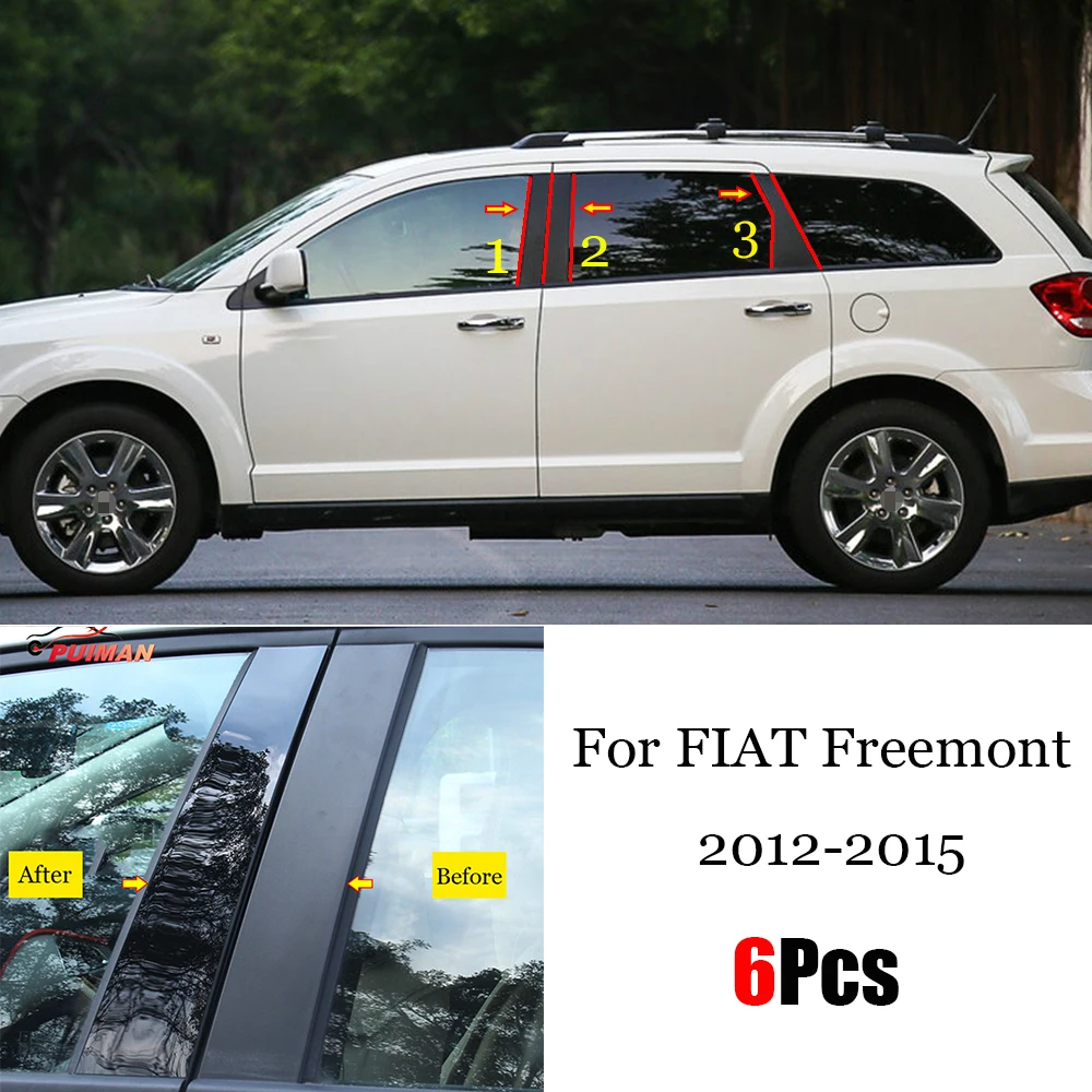 New Arrival 6PCS Window Trim Cover BC Column Sticker Fit For FIAT ...