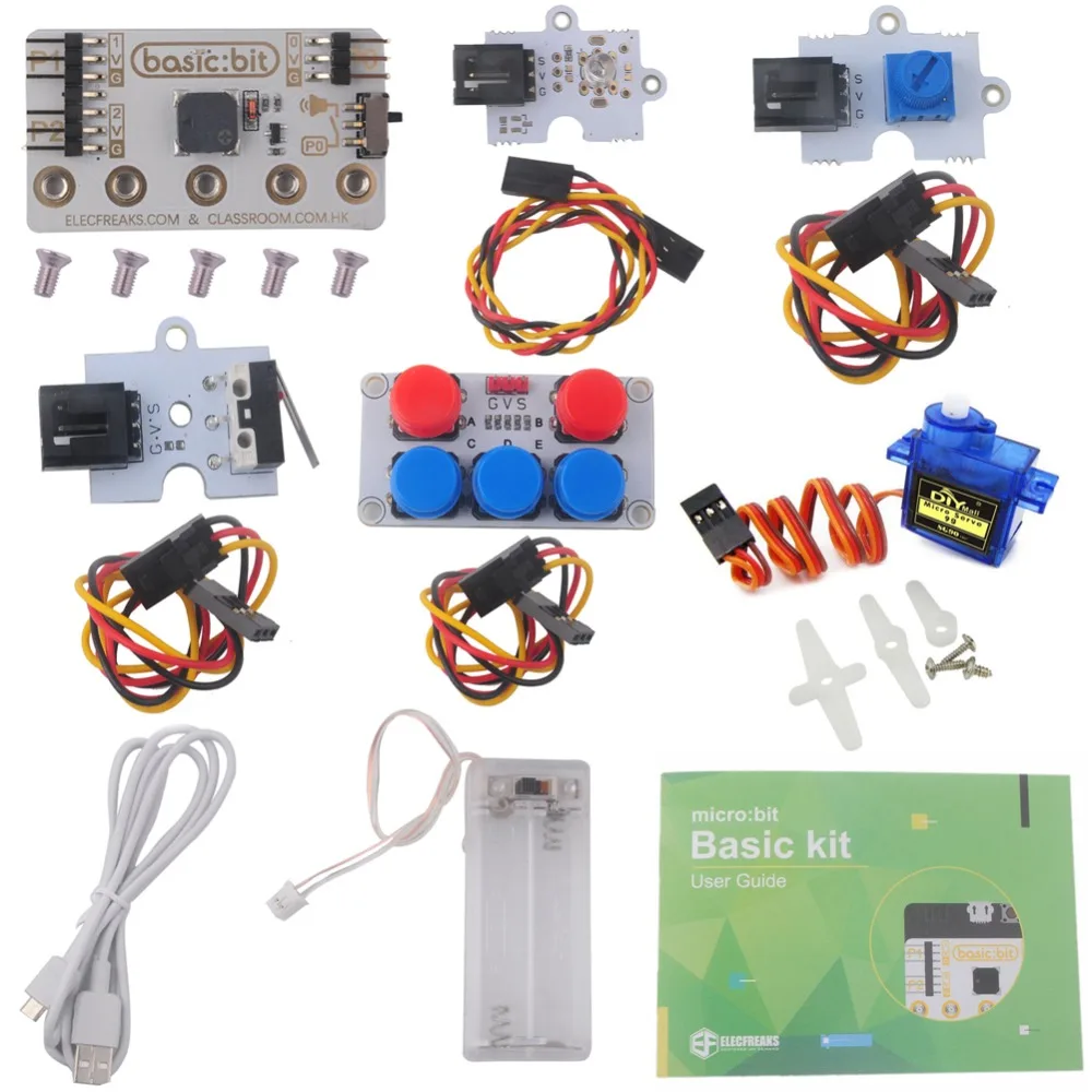 for Microbit Basic Kit, LED Module Crash Sensor Potentiometer Servo ...