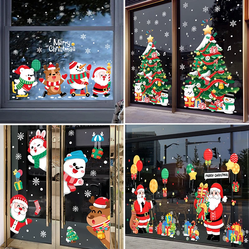 Christmas-Decoration-Window-Stickers-Santa-Claus-Christmas-Tree-Wall ...