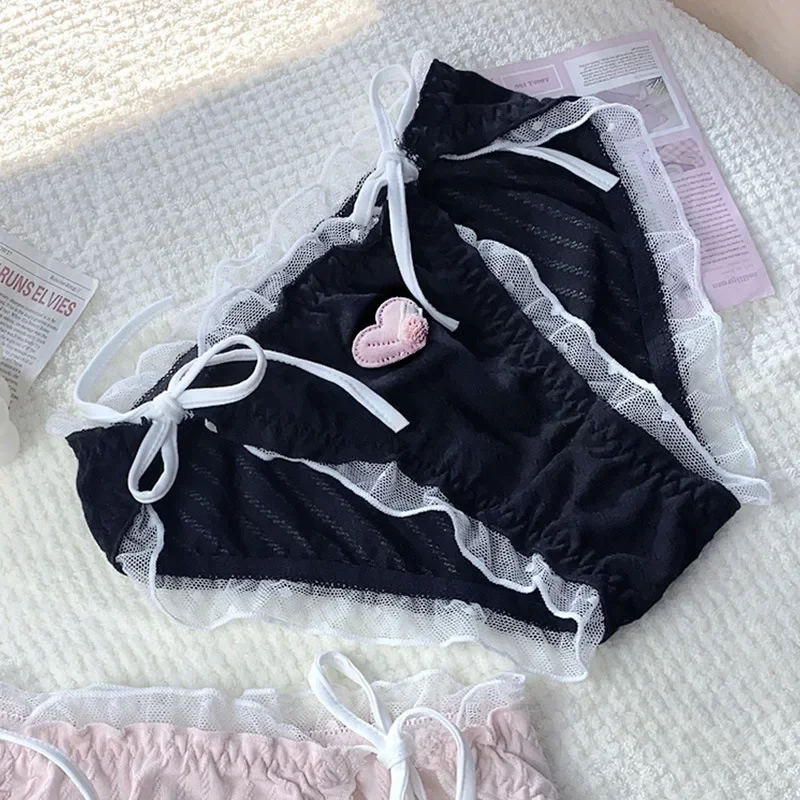 2023 New Women S Underwear Love Mid Waist Panties Cotton Women S Straps