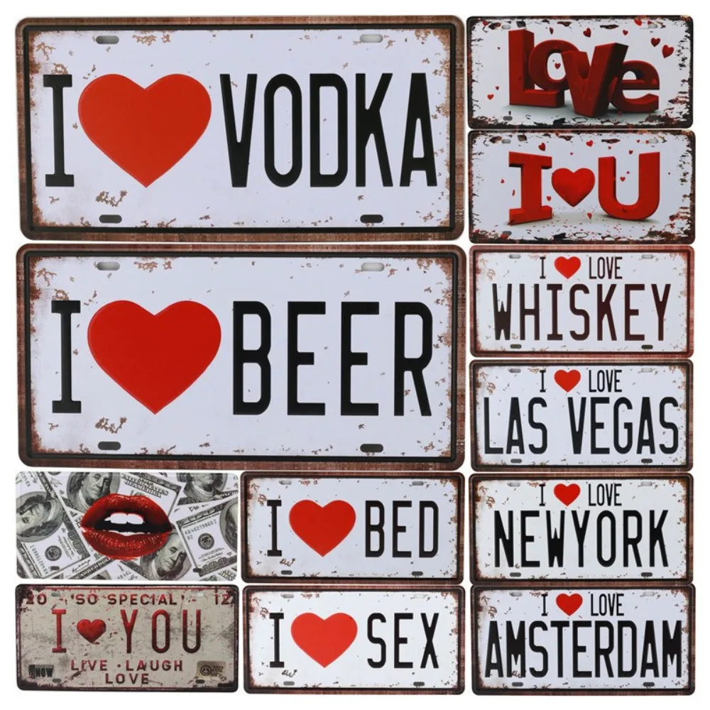 I-Love-Vodka-Beer-Plate-Metal-Plate-Car-Number-Tin-Signs-Bar-Pub-Cafe ...