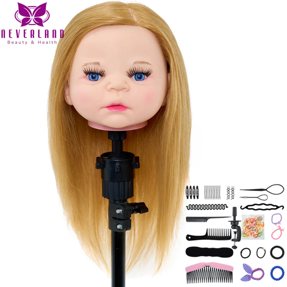 NEVERLAND-Real-Human-Hair-Mannequin-Head-for-Wig-14inch-Baby-Training ...