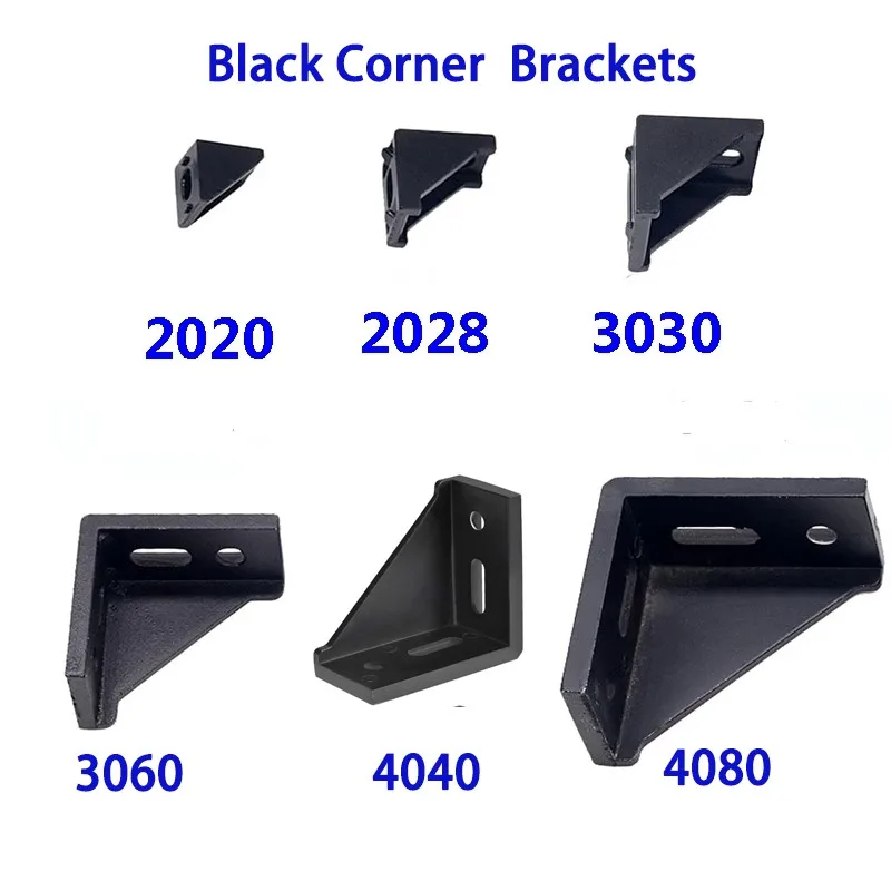 5pcs-10PCS-Black-2020-2080-3030-3060-4040-4080-Corner-Bracket-Aluminum ...