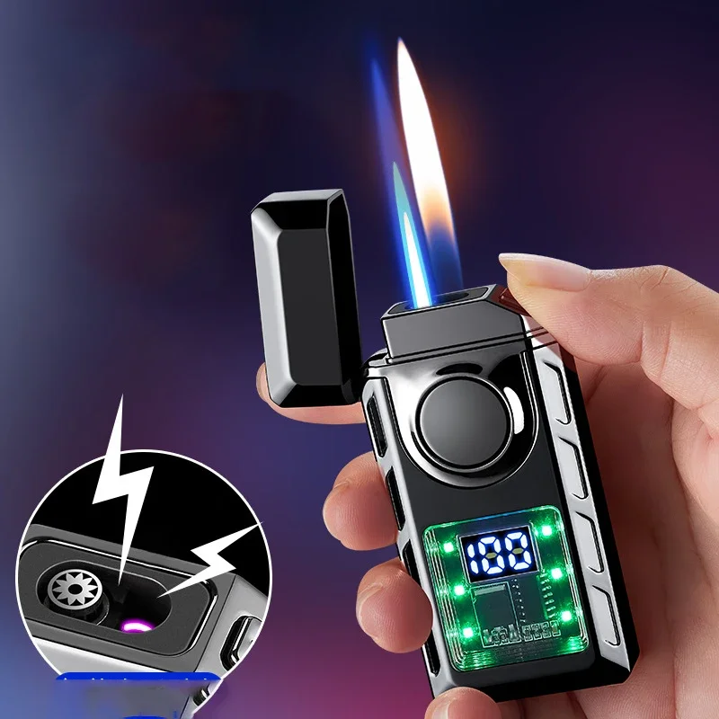 2024New-Rechargeable-Pulse-Windproof-Cigar-Lighter-Jet-Butane-Torch-Gas ...