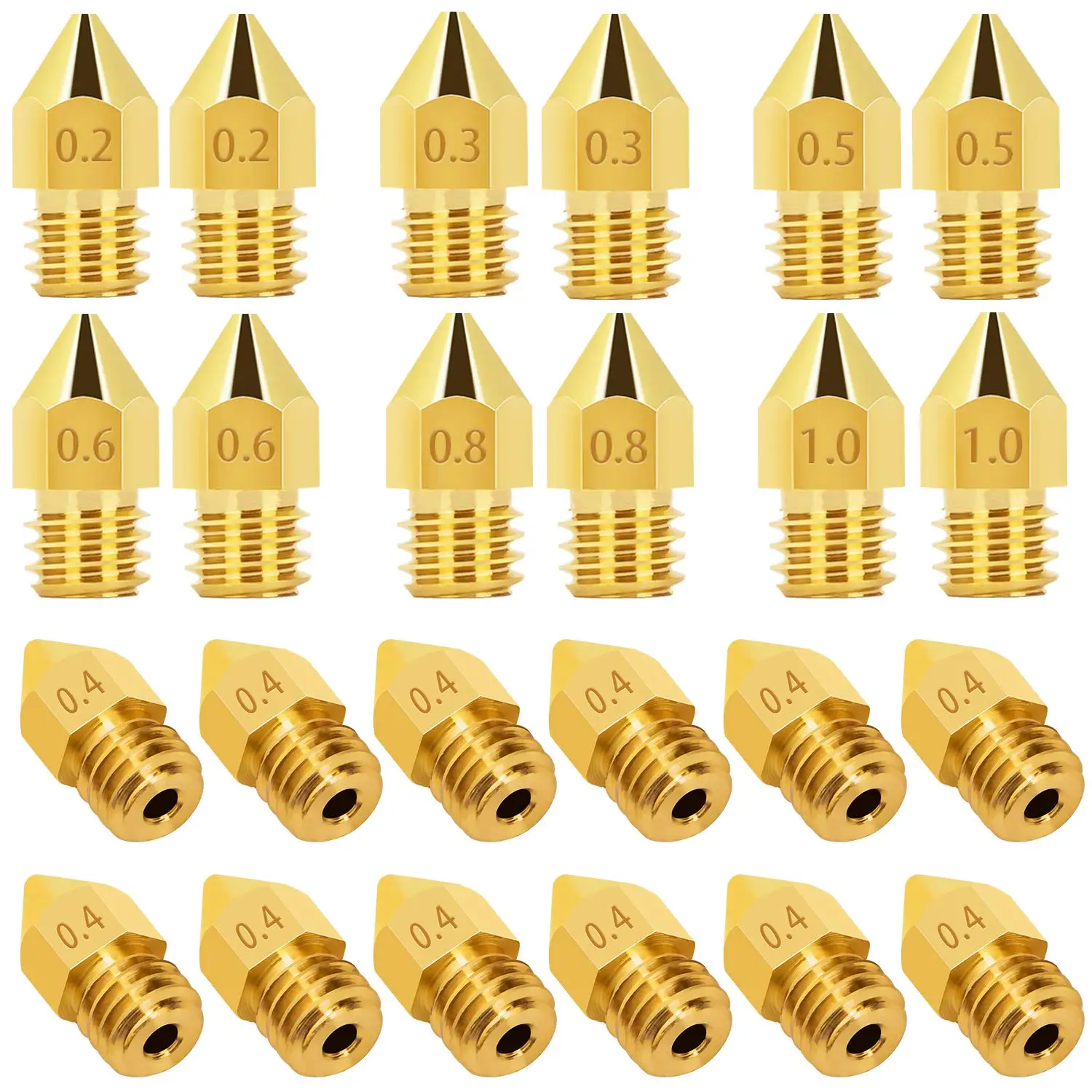 24PCS-0-2-1-0mm-Mixed-Sizes-Extruder-Nozzles-3D-Printer-Nozzles-for-MK8 ...