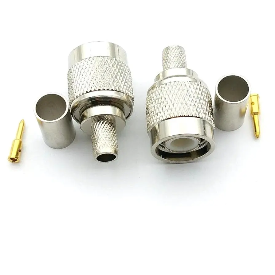 50pcs Copper Tnc Male Plug Rf Coax Connector Crimp For Cable Rg58 Rg142 Rg400 Lmr195 ...