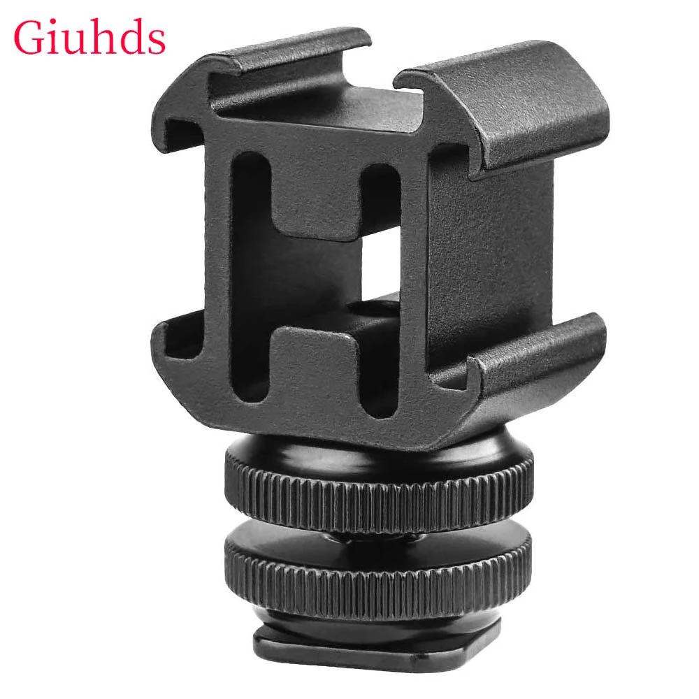 Aluminium Camera Hot Shoe Mount Adapter Video Triple Cold Shoe Bracket ...