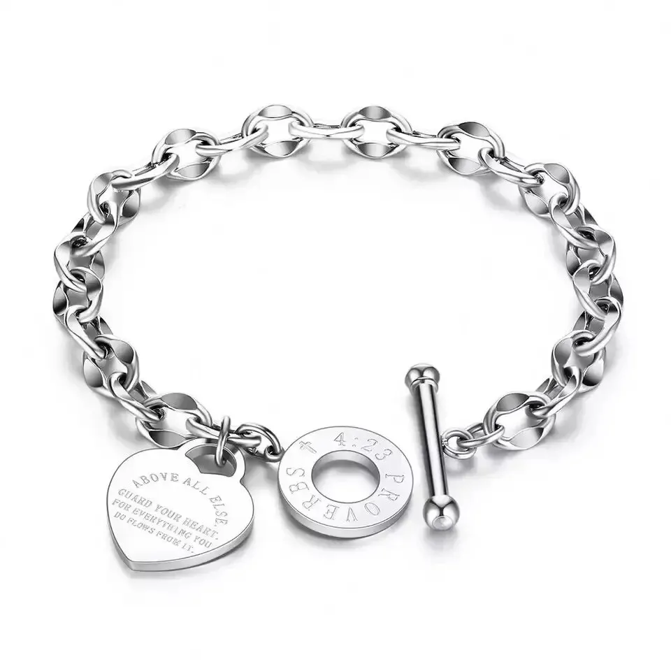 Pulsera-de-coraz-n-de-acero-inoxidable-y-titanio-para-mujer-dise-o-de ...