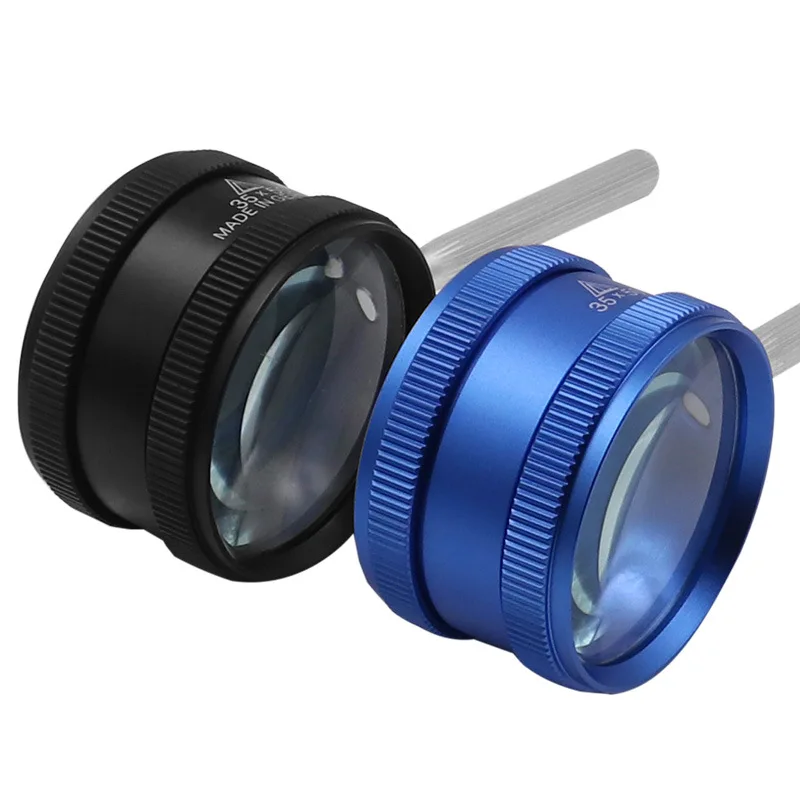 Handheld-35X-Monocle-Magnifier-Blue-Black-Metal-Cylinder-Magnifying ...