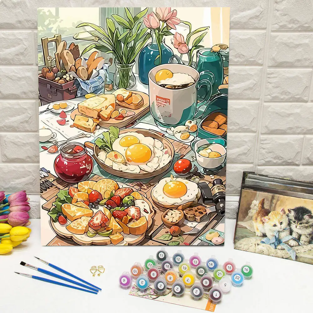 DIY Digital Oil Painting Egg Painting By Numbers Fruit Drawing By ...