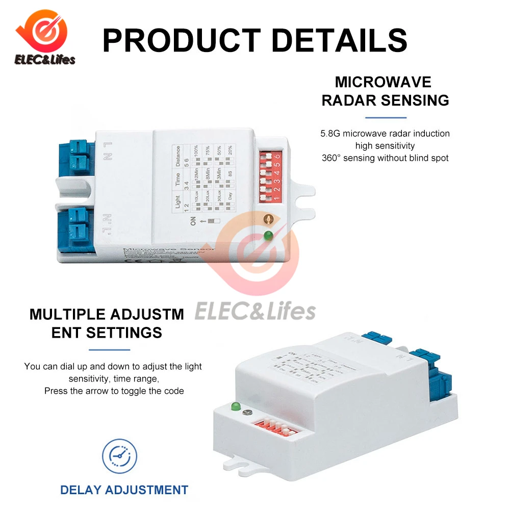 AC-220-240V-50-60Hz-5-8G-Mikrowelle-Radar-Sensor-Schalter-DIP-Radar ...