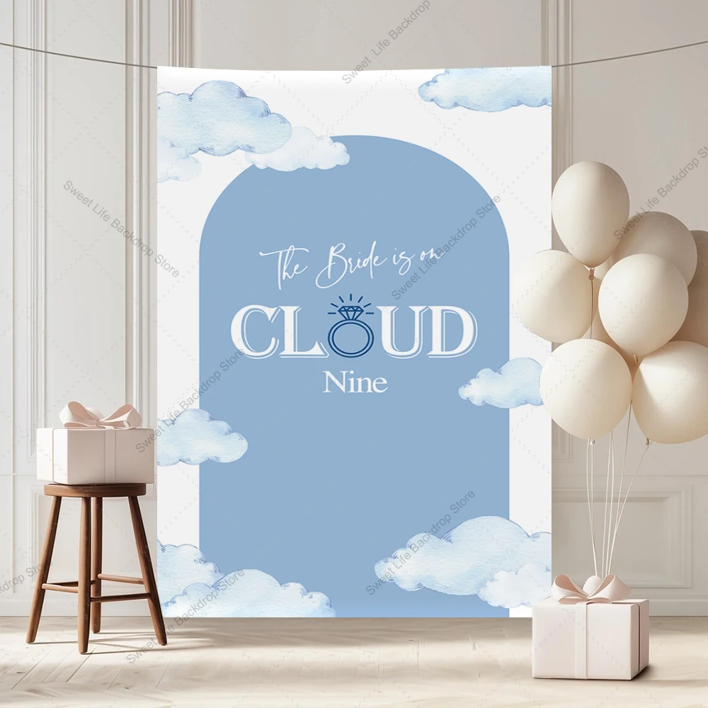 The Bride is On Cloud Nine Backdrop Wall Decor Light Blue Cloud Bridal ...