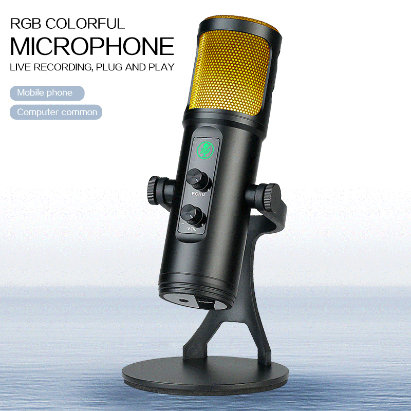 Le noir Microphone professionnel à condensateur USB rvb, pour ...