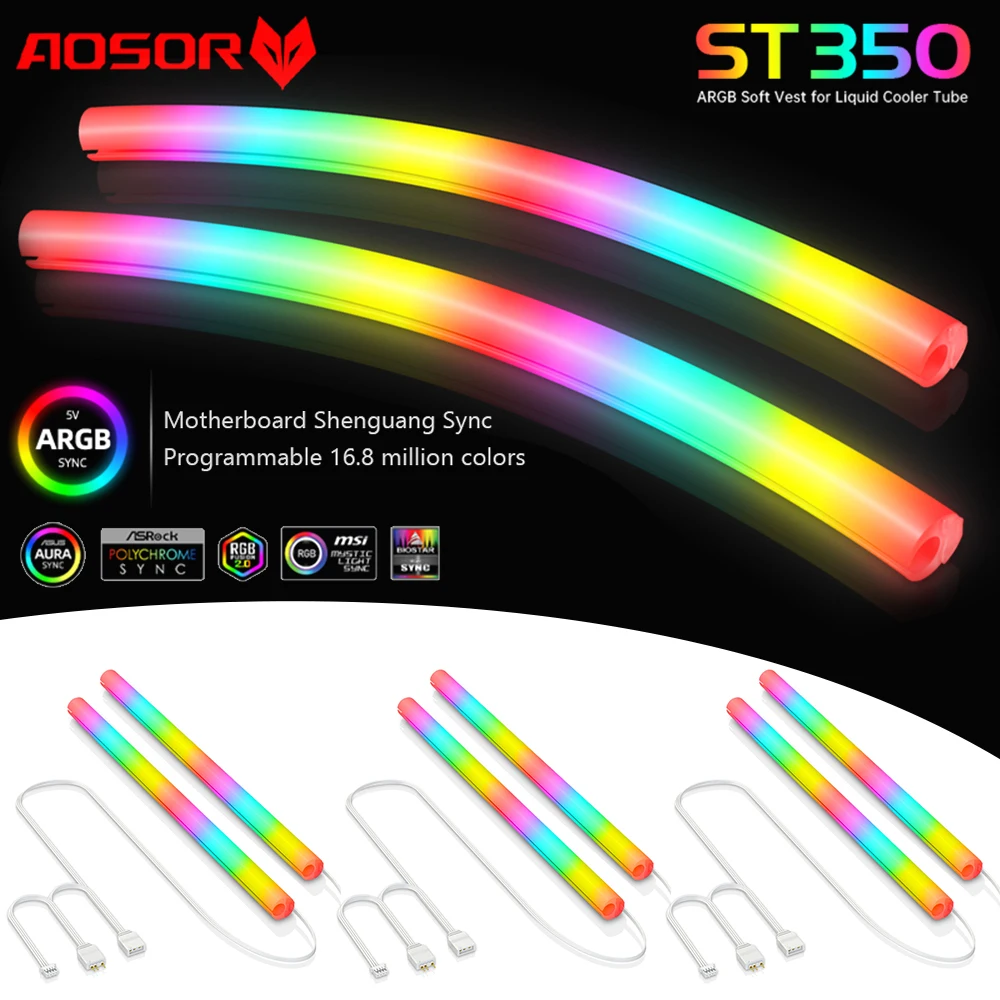 6-2PCS-COOLMOON-Luminous-PC-Water-Cooling-Tube-Aura-Sync-Water-Cooling ...
