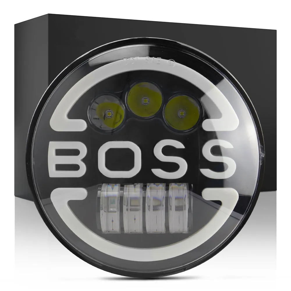 2pcs-7Inch-H4-HeadLight-Hi-Lo-Car-LED-Running-Lamp-Boss-Angel-Eyes-12V ...