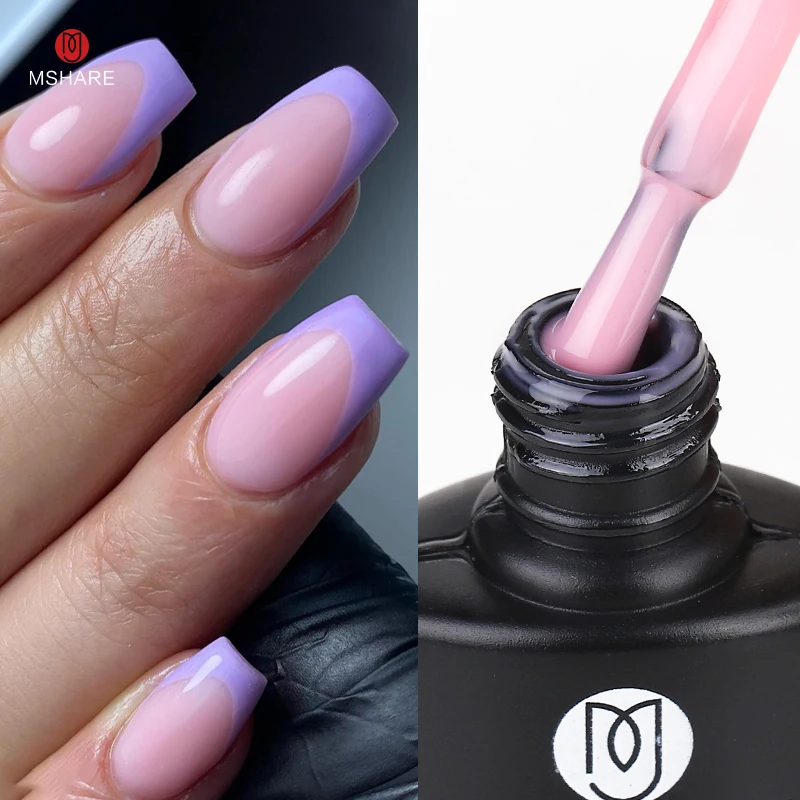 Mshare 100ml Milky Pink Jelly Nails Gel Polish Translucent Semi ...