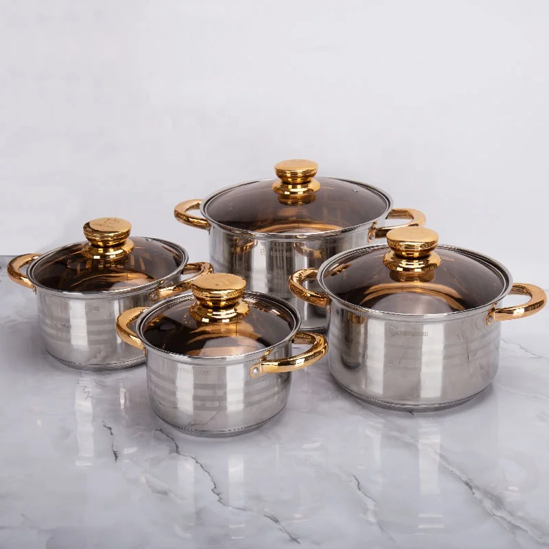 12Pcs-Cooking-Pots-And-Pans-Stainless-Steel-Gold-Cooking-Pots-Nonstick ...
