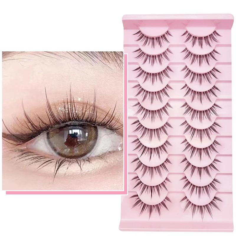 Beauty 10 Pairs Natural Lashes Manga Full Strip Lashes Korean Make-up ...