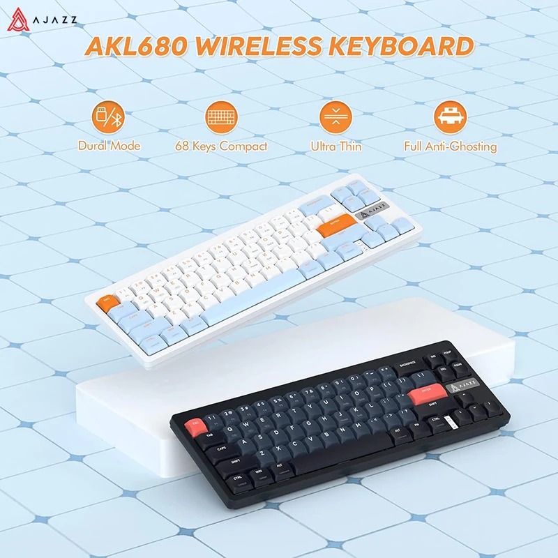 AJAZZ AKL680 Bluetooth 5.0 Mechanical Gaming Keyboard 68 Keys RGB 2.4G ...