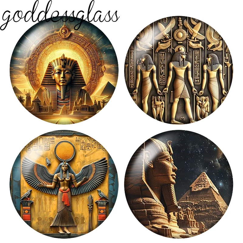 Ancient Egyptian Totem Pharaoh pyramid 10pcs 12mm/18mm/20mm/25mm Round ...