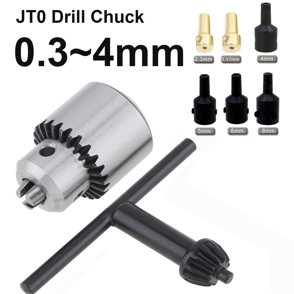 JTO 드릴 콜릿 척 0.3 인치 1/4 4mm, 척 내부 구멍 직경 육각 키 렌치 JT0 어댑터 포함 DIY 전기 드릴 용 ...