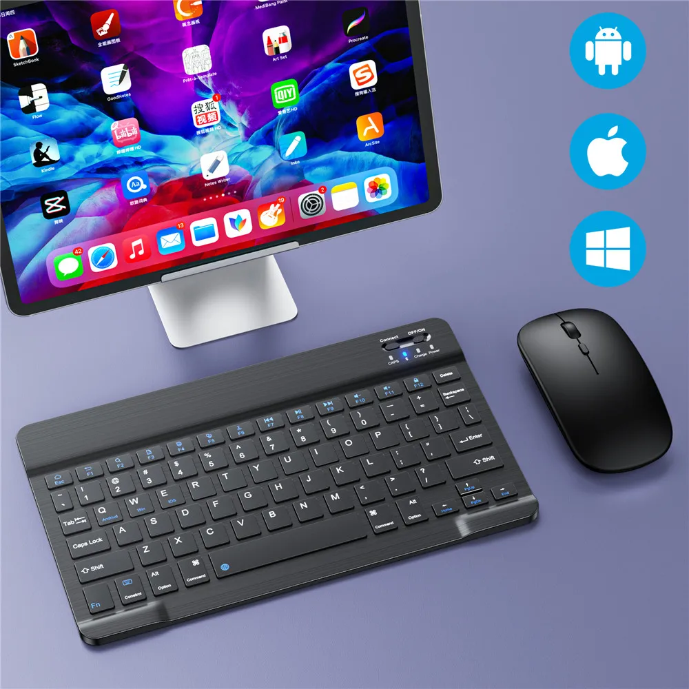 Bluetooth-Wireless-Keyboard-Mouse-Mini-Spanish-Wireless-Keyboard-and ...