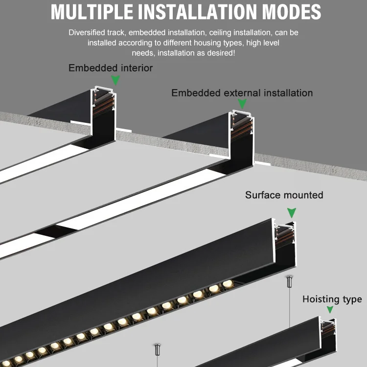 M20 Rail Magnetic Track Light DC48V Aluminum 20mm-Rail Led Flood Grille ...