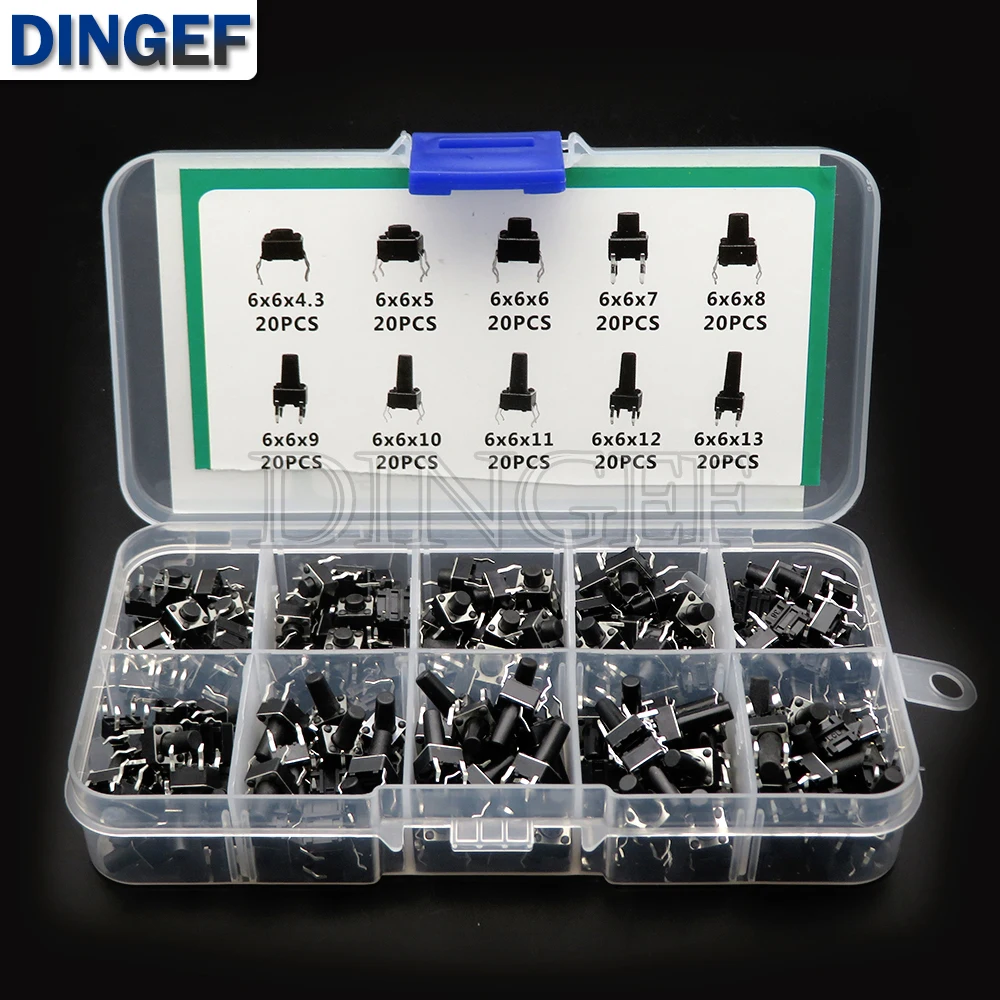 200Pcs-10-Kinds-x-20pcs-6x6mm-Micro-Push-Tact-Switch-Kit-6x6-Mini ...