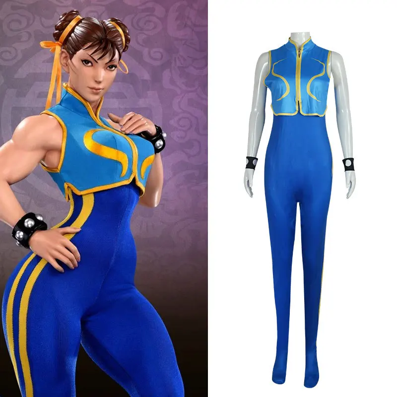 Mono-azul-de-juego-SF-Chun-Li-para-Cosplay-caza-callejera-japonesa ...