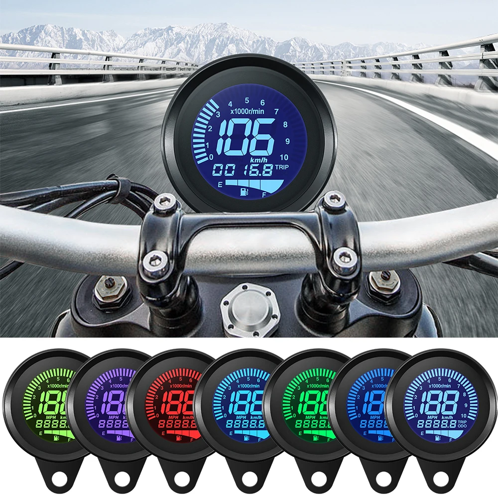 Motorcycle-Digital-Speedometer-Retro-LCD-Odometer-Fuel-Meter-Universal ...