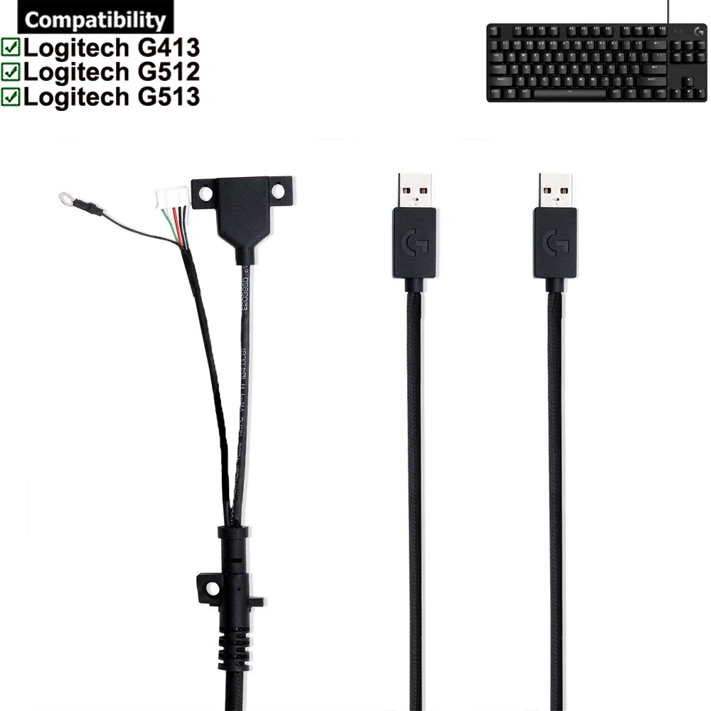 Logitech G413 G512 G513 G 413 512 513 용 오리지널 나일론 꼰 USB 수리 케이블, 수리 코드 ...
