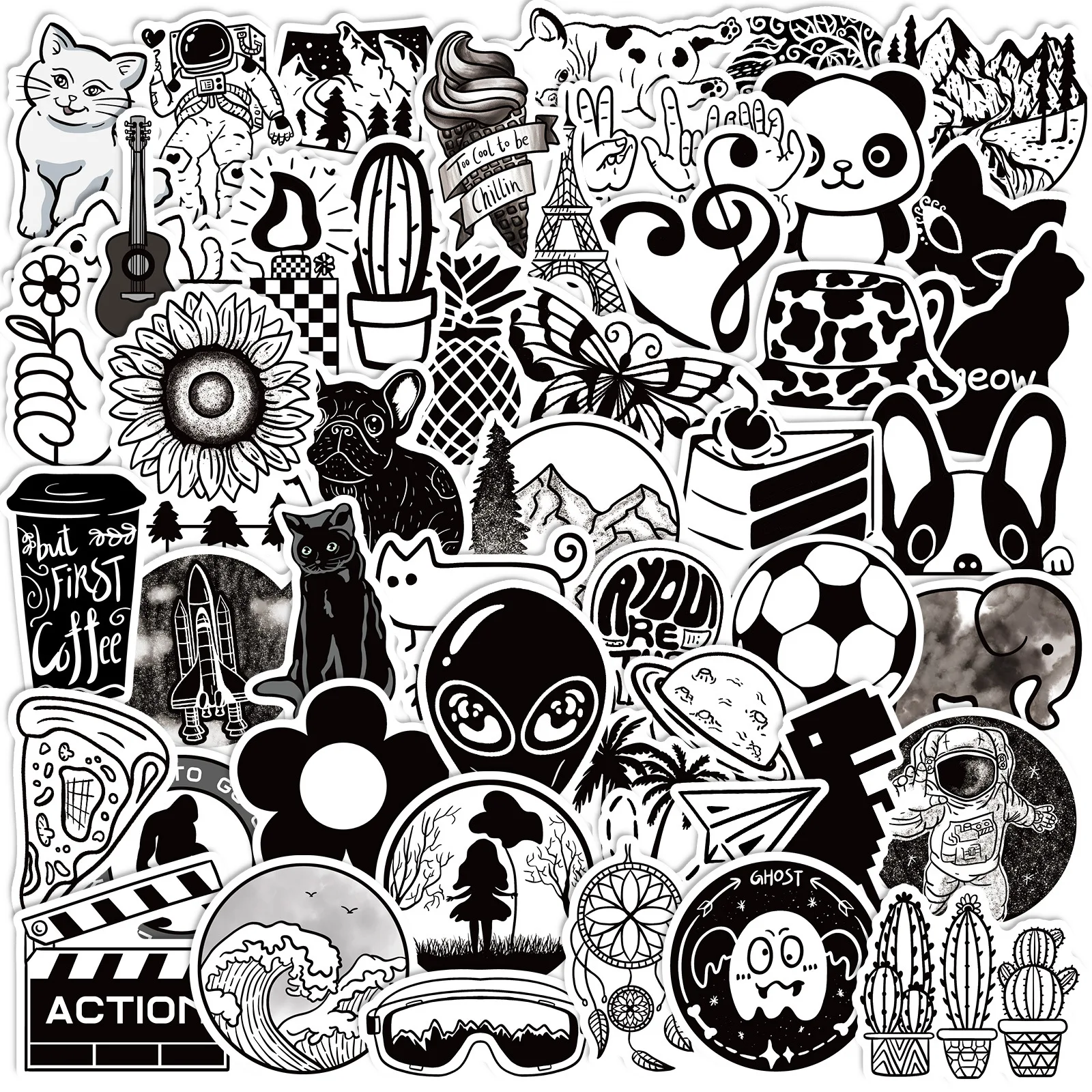 10-30-50pcs-INS-Style-Cool-Black-White-VSCO-Stickers-Aesthetic-Laptop-Luggage-Car-Motorcycle ...