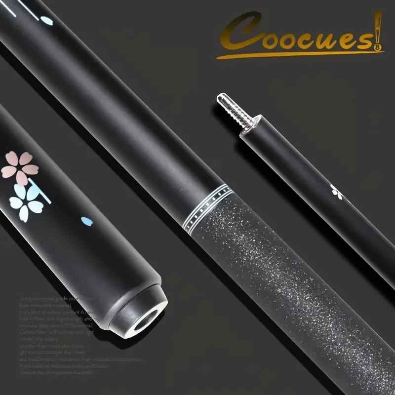 Billiard Cue Carbon Fiber 1/2 Play Cue 12.5mm Tip Professional Black ...