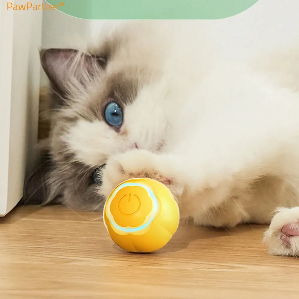 PawPartner Cat Automatic Rolling Ball Interactive Smart Electric Silicon Pets Ball Toy for ...