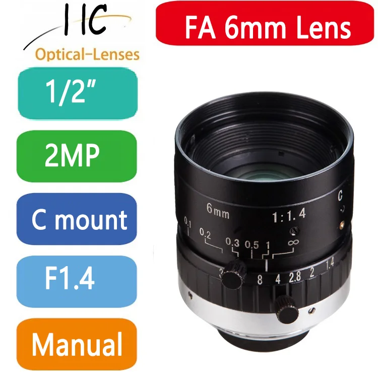 0614MM Mega Pixel C-Mount 6mm 1/2" FA Machine Vision fixed focal length ...