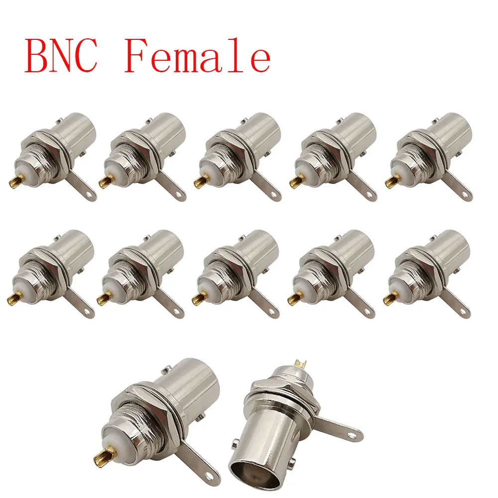 5/10Pcs Silver BNC Female Socket Chassis Panel Mount Solder Connector ...