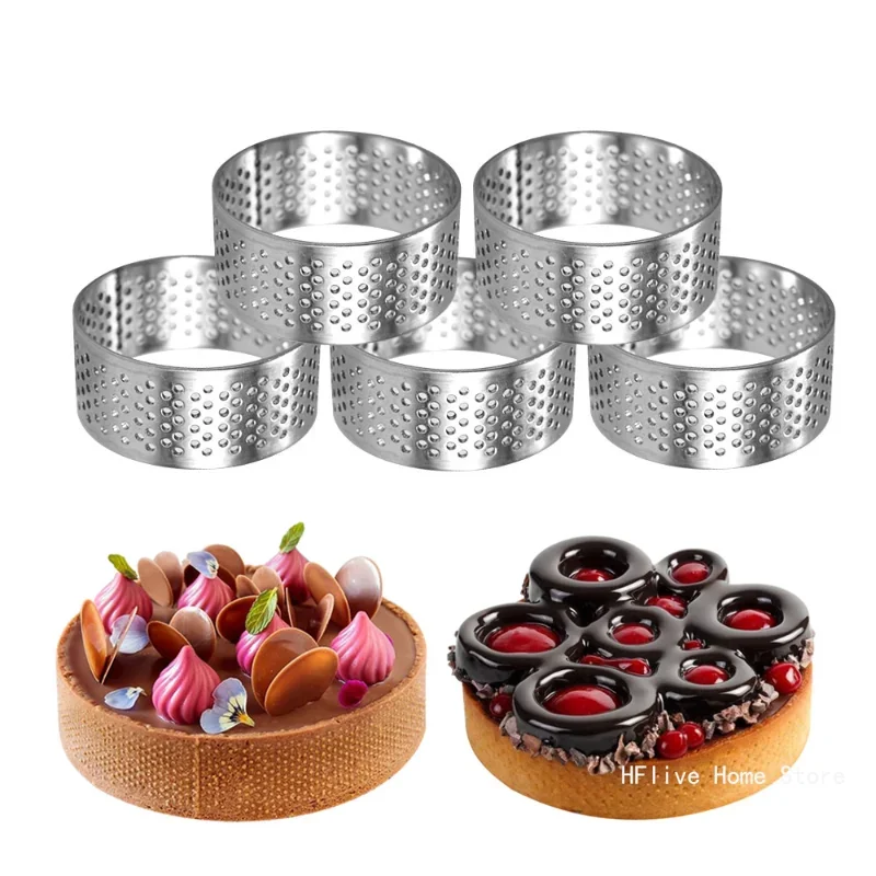 Perforated Round Tart Ring 304 Stainless Steel Fruit Pie Tartlet Mold ...