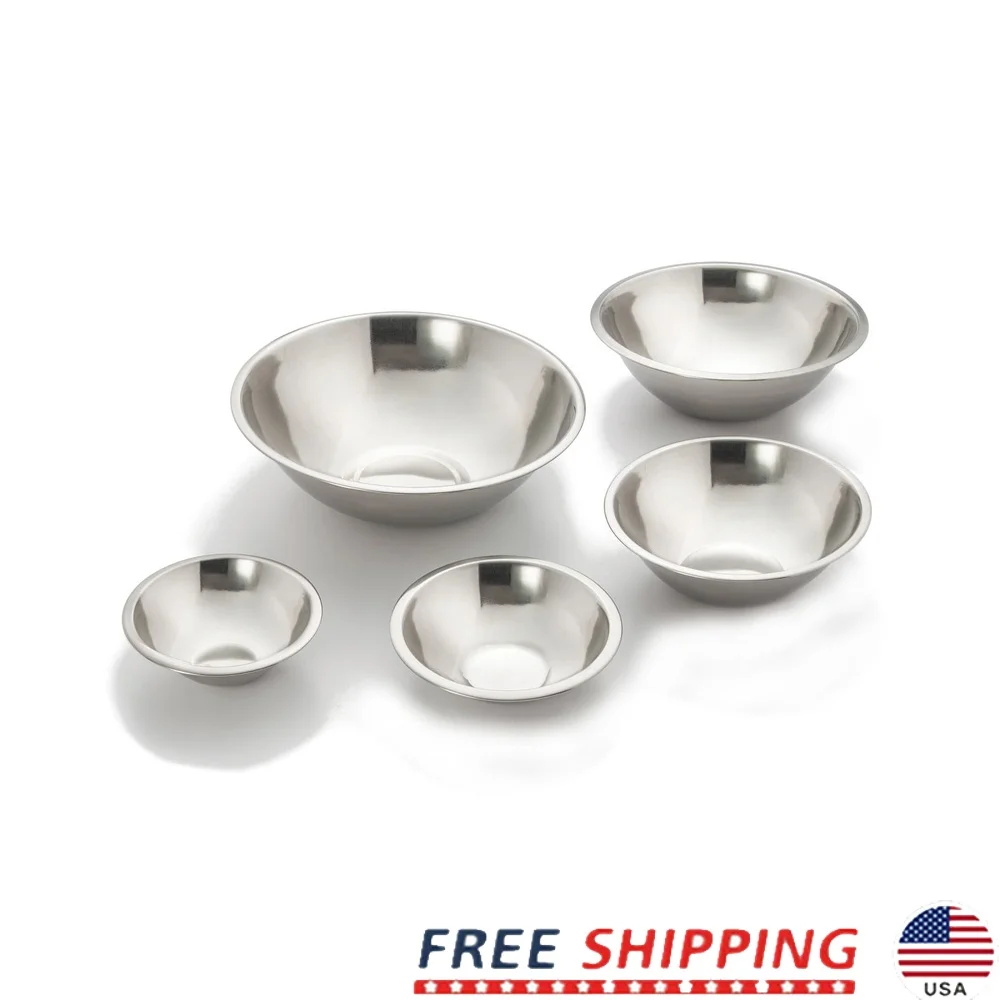 5-Piece Stainless Steel Mixing Bowl Set – Nesting, Non-Stick, Mirror ...