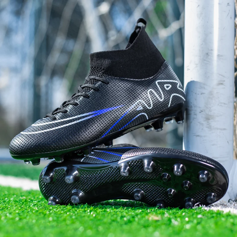 Black-Men-s-Football-Shoes-Outdoor-Soccer-Shoes-Turf-Futsal-Soccer ...