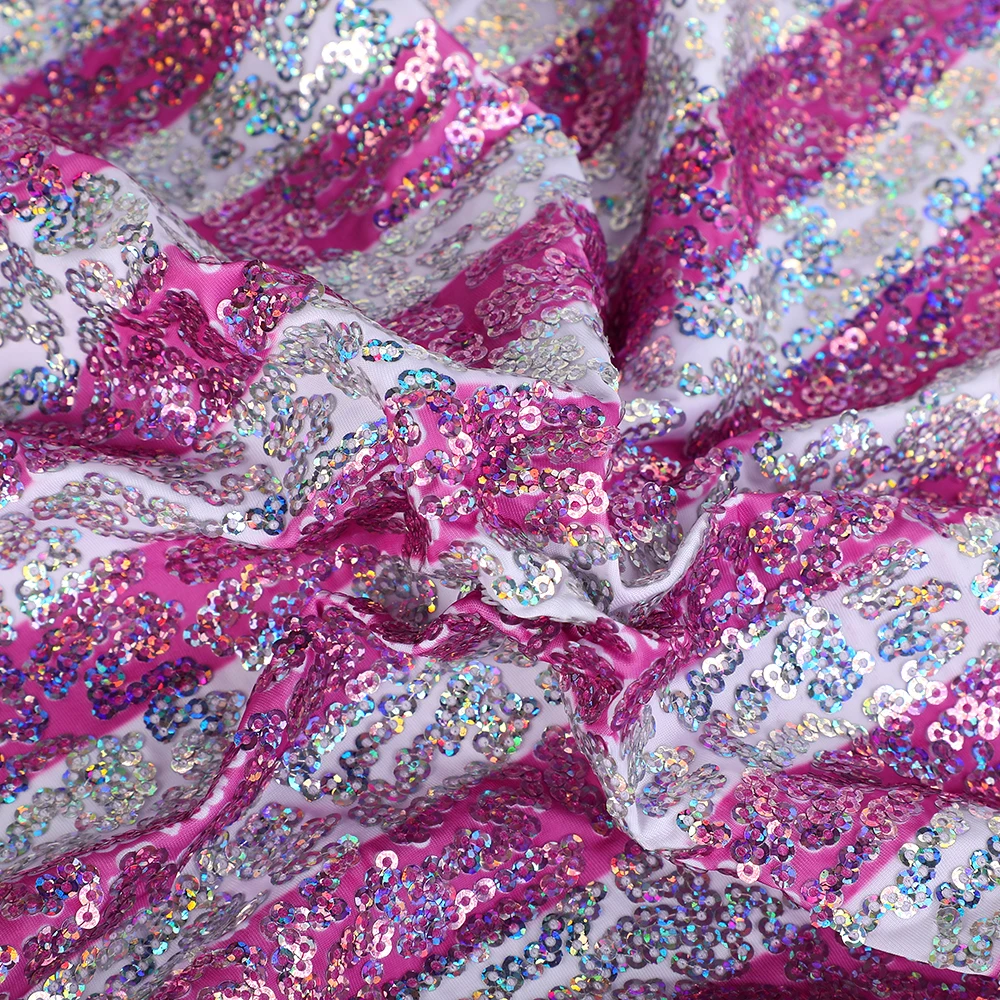 Light Pink Sequins All Cover 3mm Shiny Stretch Knit Embroidery Dance ...