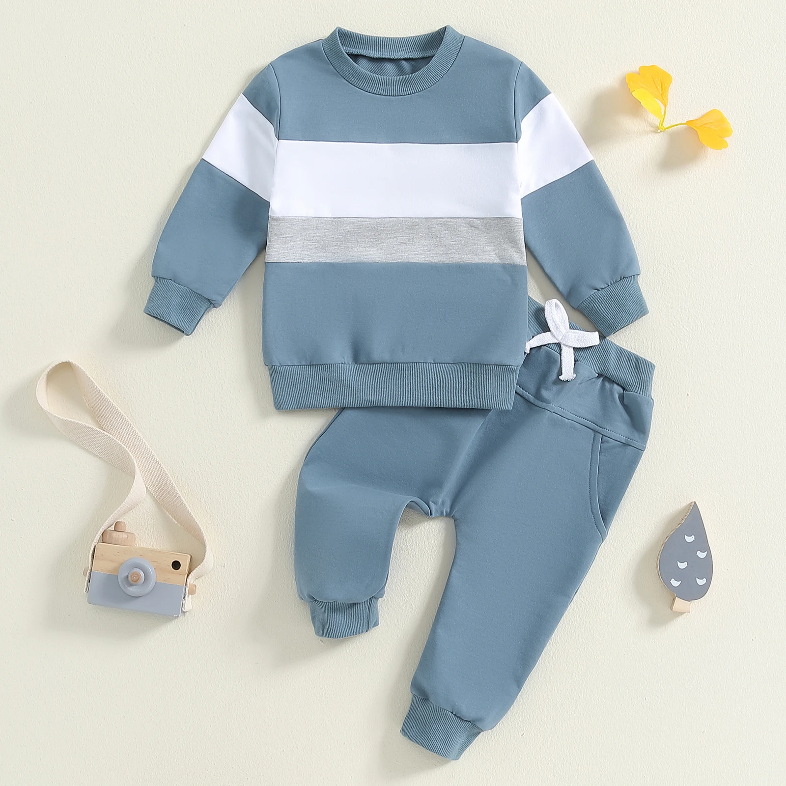 Fashion Casual Toddler Tracksuits Baby Boy Fall Winter Outfits Contrast ...