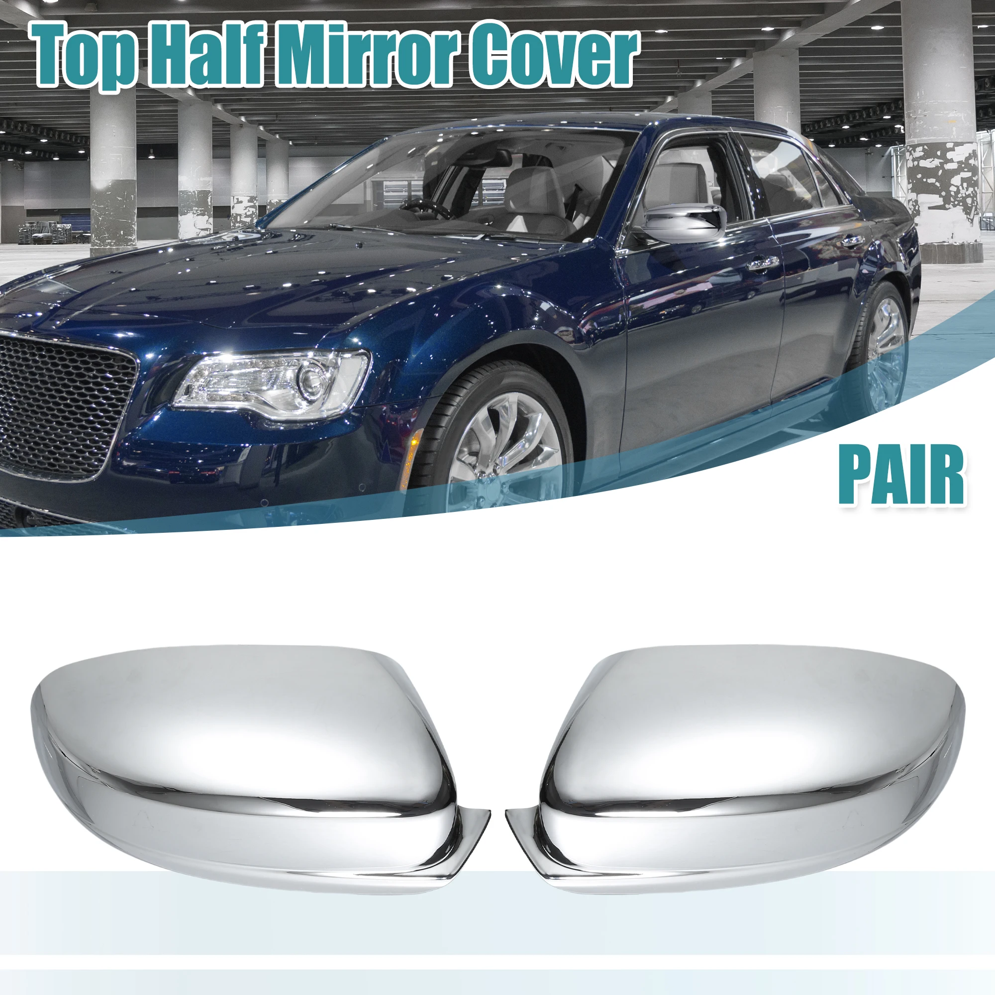 UXCELL 1 Pair Chrome Plated Full Mirror Cover Cap for Chrysler 300 300C ...