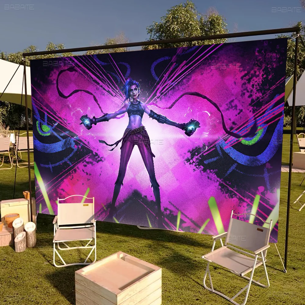 Jinx-LOL-Game-Cartoon-Flag-Art-Sala-de-Fic-o-Cient-fica-Pendurado ...