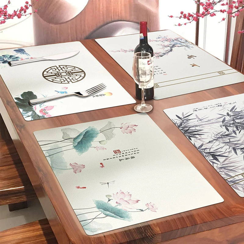 Traditional-Chinese-Painting-Leather-Placemat-Waterproof-Anti-Slip ...