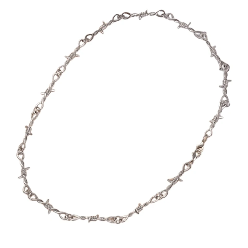 Punk Thorns Necklace Gothic Barbed Wire Chain Necklace for Men Women ...
