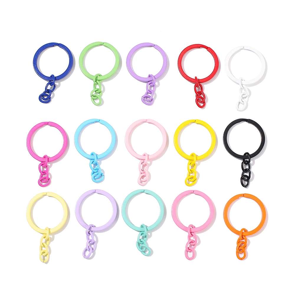 5pcs-lot-30mm-Keychain-With-Chains-Colored-Keyrings-For-DIY-Jewelry ...