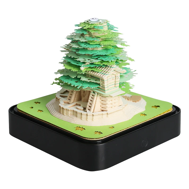 Omoshiroi Block 3D Calendar Notepad Japanese Sakura Tree House 3D Memo ...