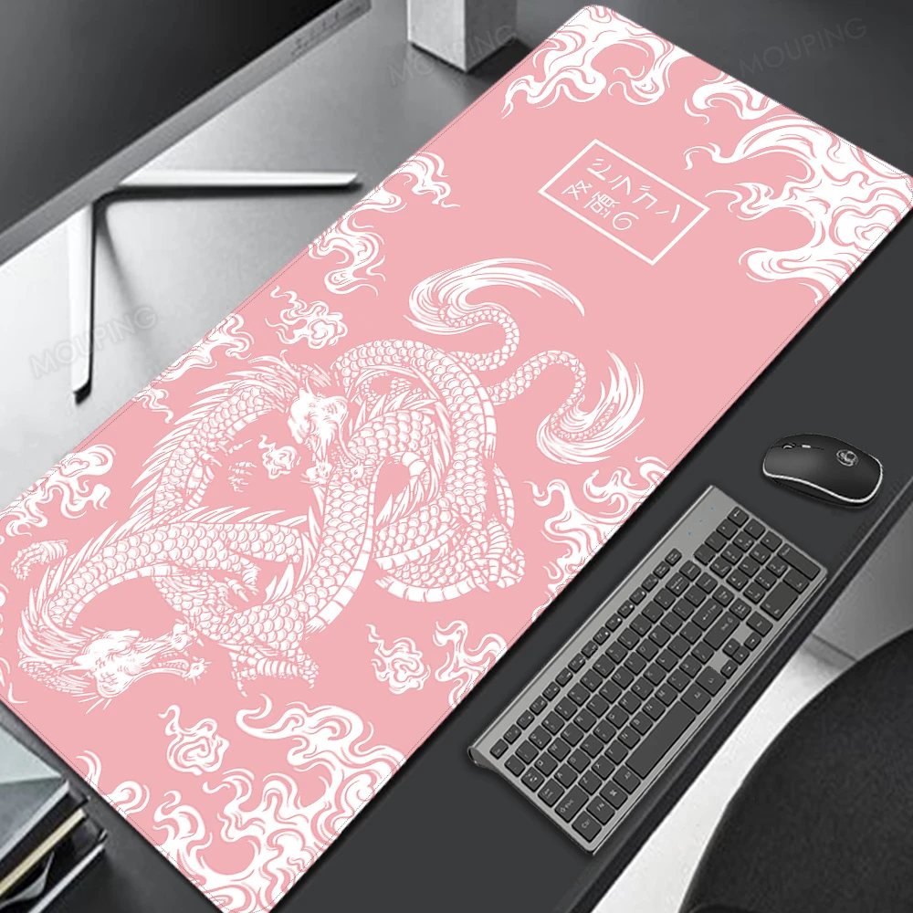Pink and White Japan Dragon Mouse Pad Deskmat Playmat Laptop Anime ...