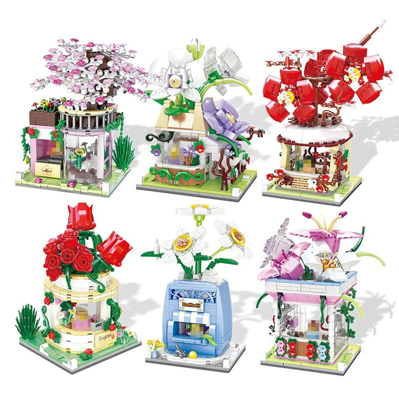 Flower Shop Building Block | Block Construction Flowers | Blossom ...