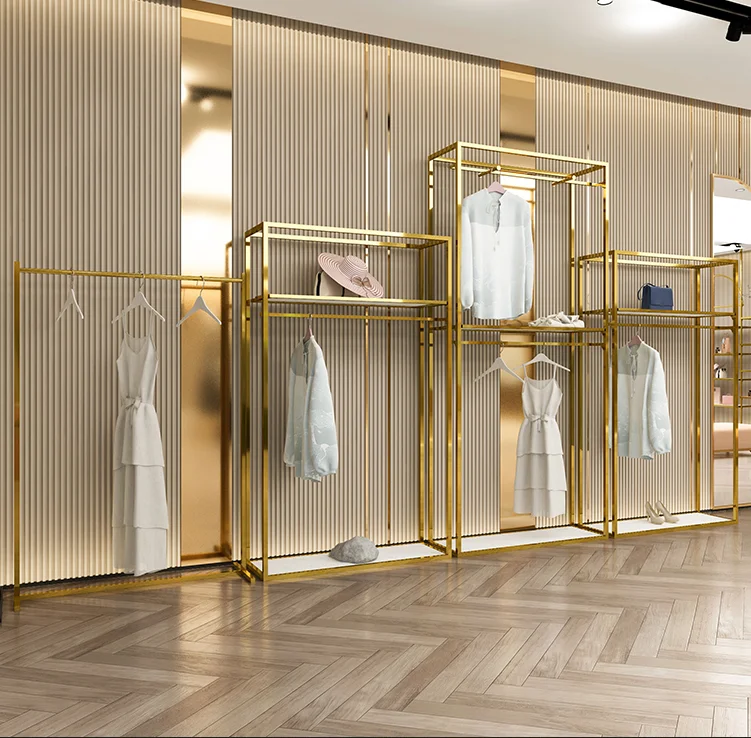 High-end-clothing-store-display-rack-stainless-steel-clothes-hanger ...